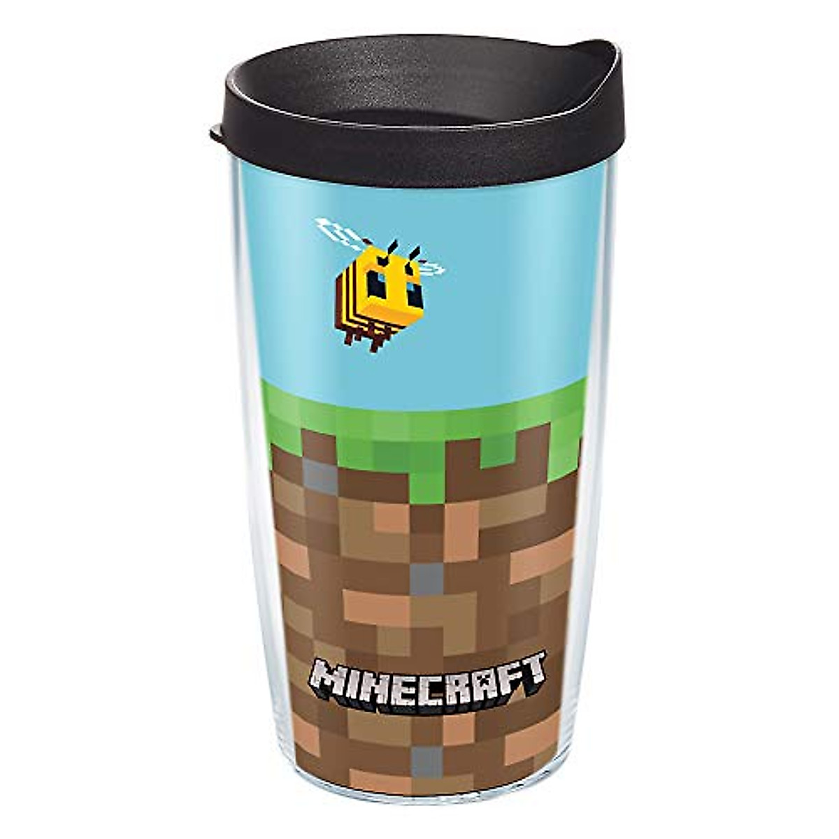 Tervis Made in USA Double Walled Minecraft Insulated Tumbler Cup Keeps Drinks Cold & Hot, 16oz, Grass Block