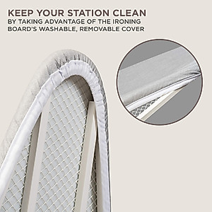 Ivation Wall-Mounted Ironing Board Cabinet with Mirror, Foldable Ironing Storage Station for Home, Apartment, Easy-Release Lever, Garment Hooks, White