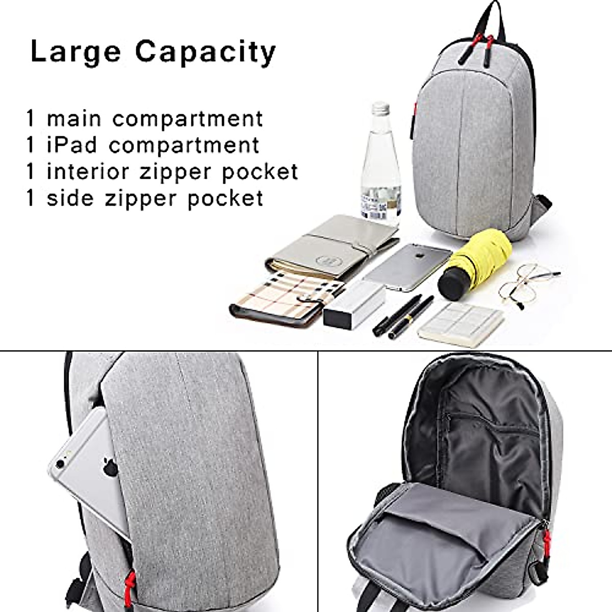 Peicees Sling Bag For Men Wateproof Sling Backpack Mens Crossbody Shoudler Bag For Travel Cycling Hiking Daypack