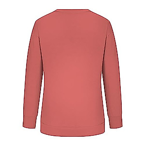 Homisy Sweatshirt for Women Casual Solid Color Crewneck Sweatshirt Pullover Tops Lightweight Long Sleeve Sweatshirts Watermelon Red