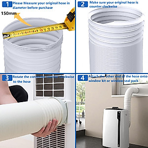 Sgran Portable Air Conditioner Hose, 5.9 Inch Diameter AC Hose, Anti-Clockwise Thread AC Vent Exhaust Hose, Lenth Up to 78 Inch Compatible with Haier LG Delonghi Air Conditioner Parts