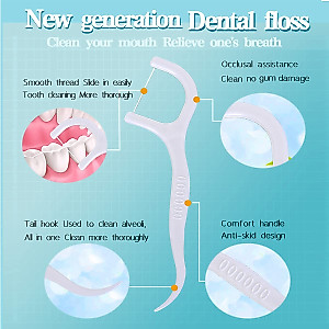 Dental Floss Picks High Toughness Professional Toothpicks Sticks 12-Pack(600pcs) with Portable Case and Dental Picks Perfect for Family,Hotel,Travel