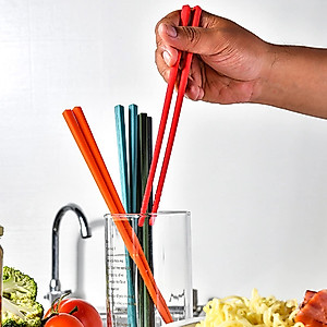 Joyzan Chopsticks Set, 5 Pairs Multicolor Reusable Chopsticks Silicone Chopsticks Sushi Non Slip Chinese Japanese Korean Style Lightweight Chop Sticks Colorful Dishwasher Safe Cooking Food Gift