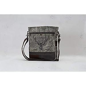 Myra Bag Royal Stag Vintage Upcycled Canvas Shoulder Bag S-0715