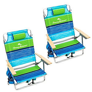 Tommy Bahama 5 Position Backpack Chair (2 Pack), Striped