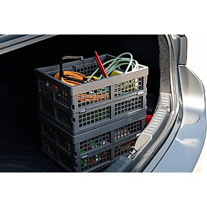 Eslite 16L Collapsible Storage Crates,Folding Plastic Crates for Storage,Pack of 4,Gray