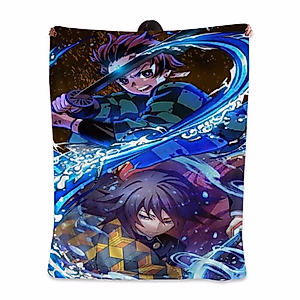 Anime Blanket Unisex Portable Ultra Soft Cartoon Demon Blanket, Bedding, Sofa and Living Room Flannel Throw Blanket 40* 50, 50 *60 (Blue 40x50)