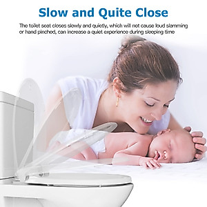 Round Toilet Seat with Built in Potty Training Seat, Potty Training Toilet Seat for Toddlers, Magnetic Kids Seat and Cover, Slow Close and Never Loosen, Fits both Adult and Child, White Round