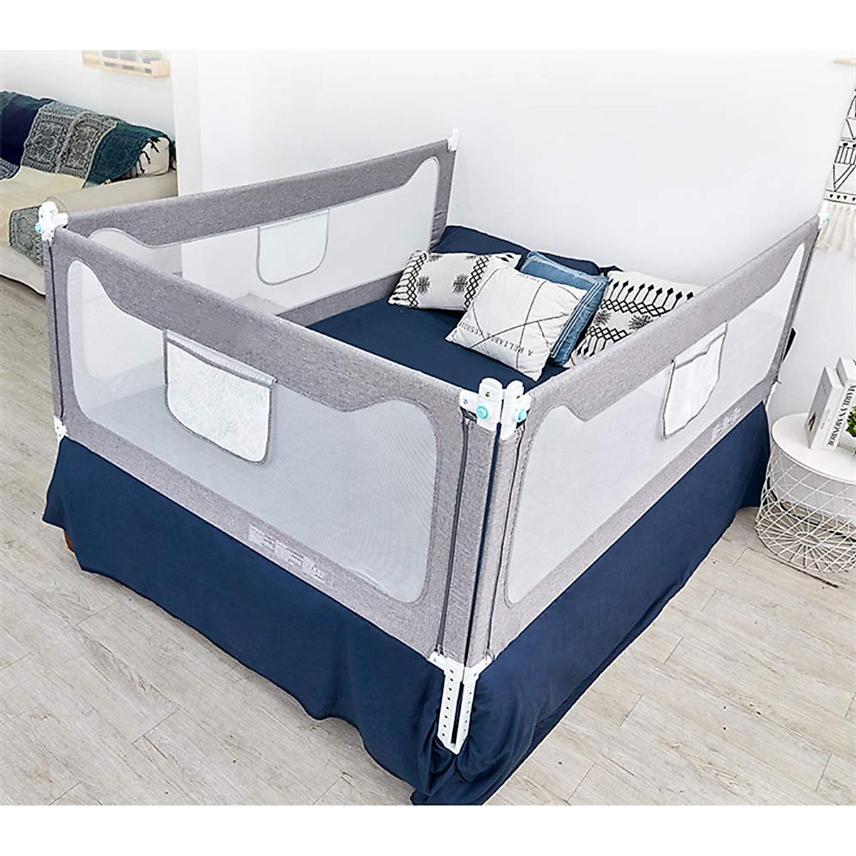 U/D 3 Sides Bed Rail for Toddlers Extra Long for Queen Size Baby Infants Safety Bed Rails Guard 200cm(2sides)+150cm(1side)