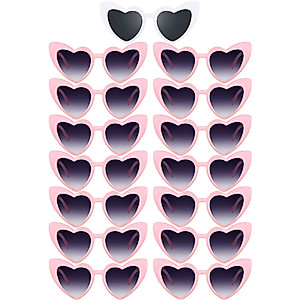 Flutesan 15 Pairs Heart Sunglasses Bachelorette Sunglasses Heart Shaped Sunglasses Bachelorette Party Supplies for Women(Pink, White)