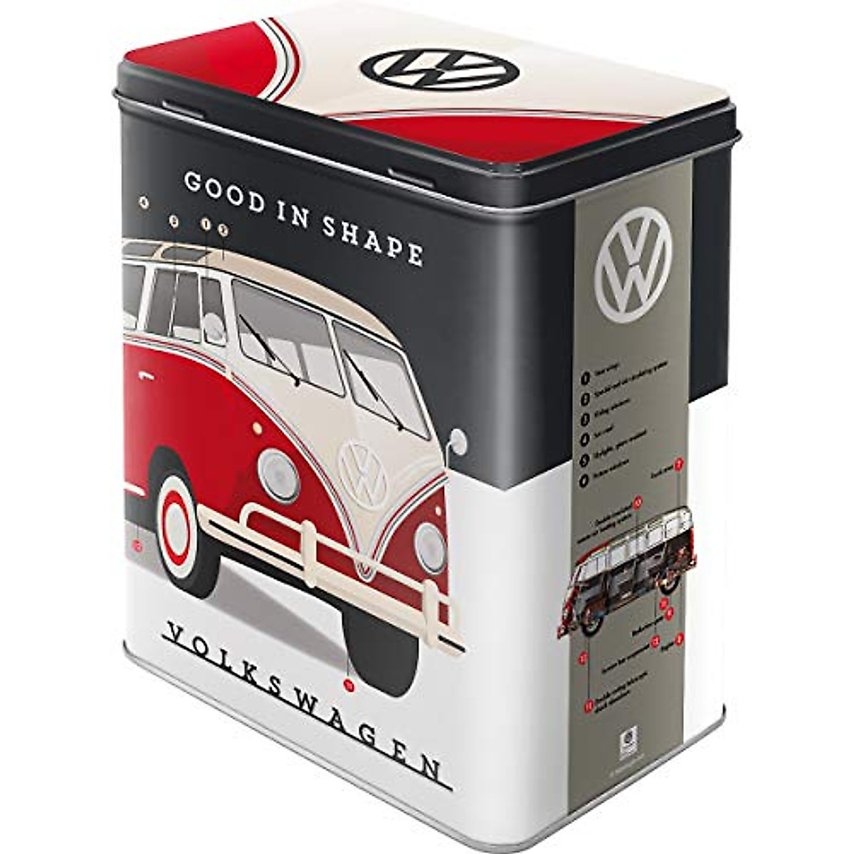 Nostalgic-Art Retro storage tin box L, 101.4 oz, VW – Good in Shape – VW Bus Gift idea, metal can for coffee, vintage design