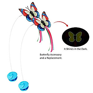 Flurff Zenes Cat Toys, Funny Exercise Electric Flutter Rotating Kitten Toys, Cat Teaser with Butterfly Replacement