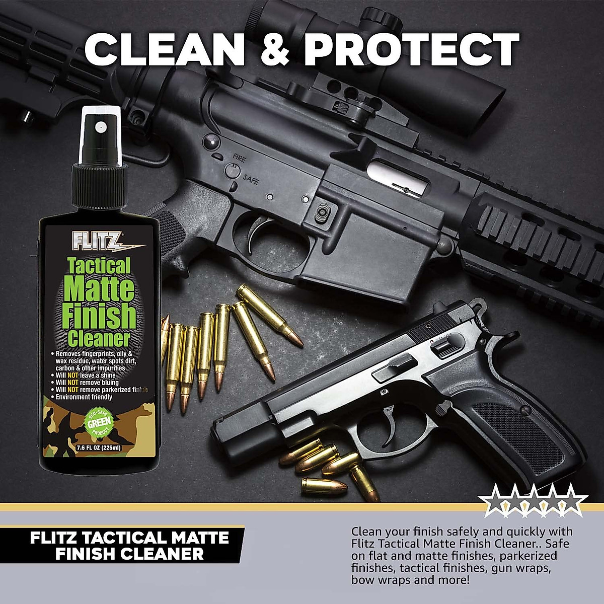 Flitz Tactical Matte Finish Cleaner, 7.6 oz, Black