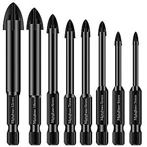 8PC Concrete Drill Bit Set, Mgtgbao 3 to12mm Masonry Drill Bits for Tile,Brick, Plastic and Wood,Tungsten Carbide Tip Best for Wall Mirror and Ceramic Tile on Concrete and Brick Wall (1/8”~1/2”)