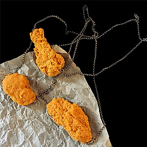 Simulation 3D Fried Chicken Pendant Y-Style Necklace Funny Vivid Food Chicken Legs Wings Necklace Resin Drumstick Creative Barbecue Shaped Jewelry for Women Party Jewelry-drumstick