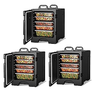 COSTWAY End-Loading Insulated Food Pan Carrier, for 5 Full-Size Pan, 81 Quart Capacity, Food-grade LLDPE Material, Portable Food Warmer with Fastener, Ideal for Canteen and Restaurant Use