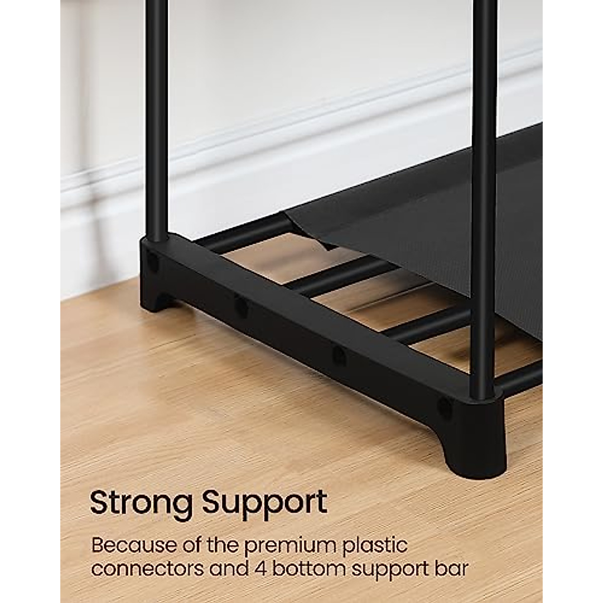 Hzuaneri Closet Organizer, Freestanding Portable Closet, 60-inch Closet Wardrobe for Bedroom, 2 Clothes Rail with 5 Compartments Shelves Storage Organizer for Cloakroom, Black WH03032BK