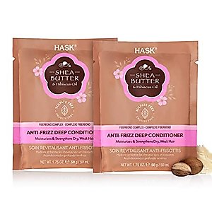 HASK SHEA BUTTER Moisturizing Deep Conditioner Treatments for all hair types, color safe, gluten free, sulfate free, paraben free - Pack of 2
