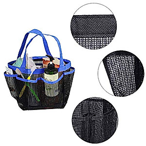 2 Pack Mesh Shower Caddy Shower Tote Bag with 8 Mesh Storage Pockets Shower Caddy Bag Bath Organizer for College dorms Gym Shower Swimming Travel and Daily (Blue)