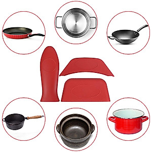 6 Pack Silicone Hot Handle Holder, Heat Protecting Silicone Assist Handle Set for Cast Iron Skillets, Pans, Frying Pans & Griddles, Hot Resistant Pot Holder Sleeves Cookware Handle Cover,Hot Mitt