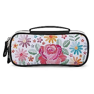Vintage Flowers PU Leather Pencil Pen Case Organizer Travel Makeup Handbag Portable Stationery Bag