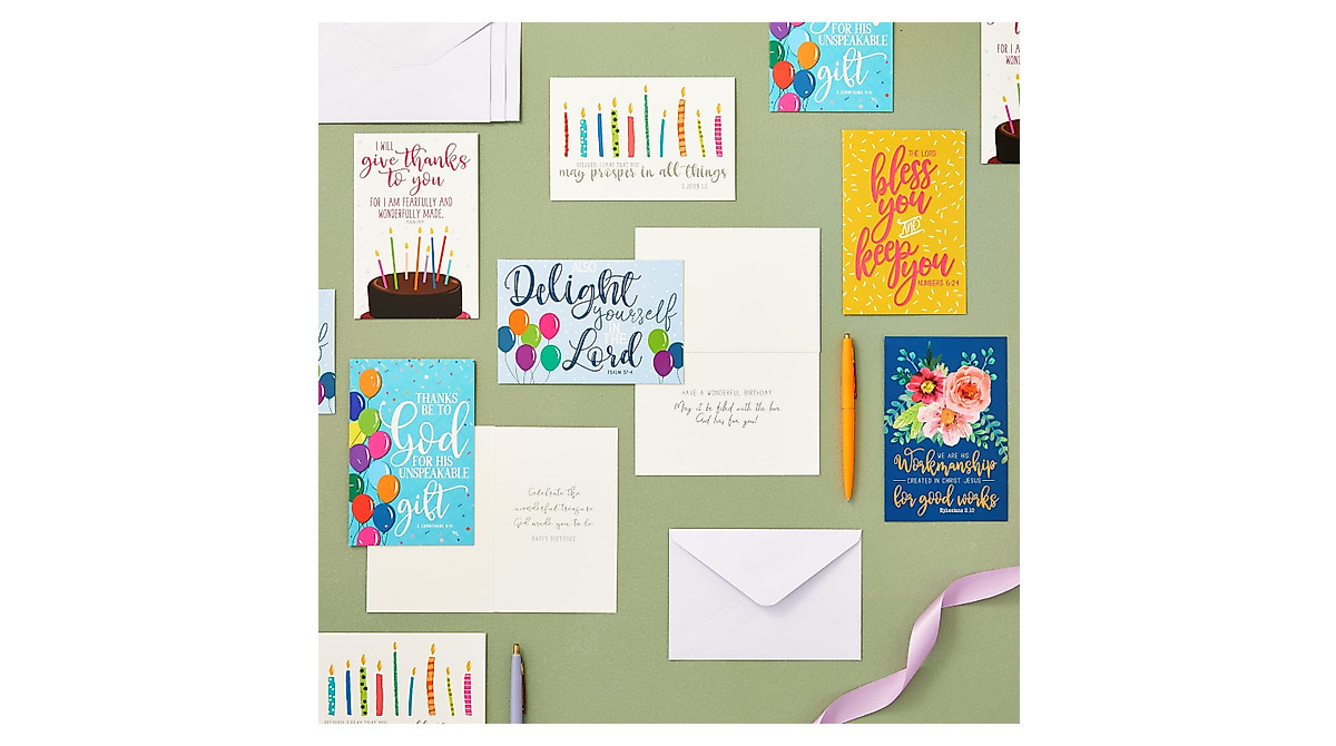 Christian Birthday Cards Bulk Set - 48 Faithful Finds Religious Cards