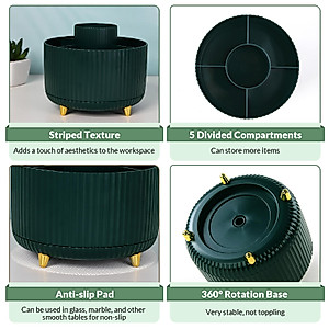 SKYDUE 360 Degree Rotating Desk Organizer, Dual-Purpose Pencil Pen Holder for Desk, Rotating Desk Pen Organizer with 5 Slots, Art Supplies, Pencil Cup for Office, School, Home