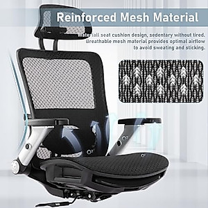 Ergonomic Mesh Office Chair with Footrest, High Back Executive Desk Chair with Adjustable Lumbar Support, Headrest and Tilt Lock, 4D Flip-up Arm-Black
