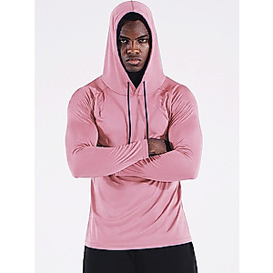 CADMUS Men's Workout Long Sleeve Fishing shirts UPF 50+ Sun Protection Dry Fit Hoodies,1 Pack,096,Pink,X-Large