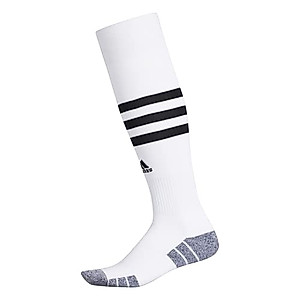 adidas 3-Stripe Hoop Soccer Socks (1-Pair) with Arch Compression for a Secure fit, White/Black, Large