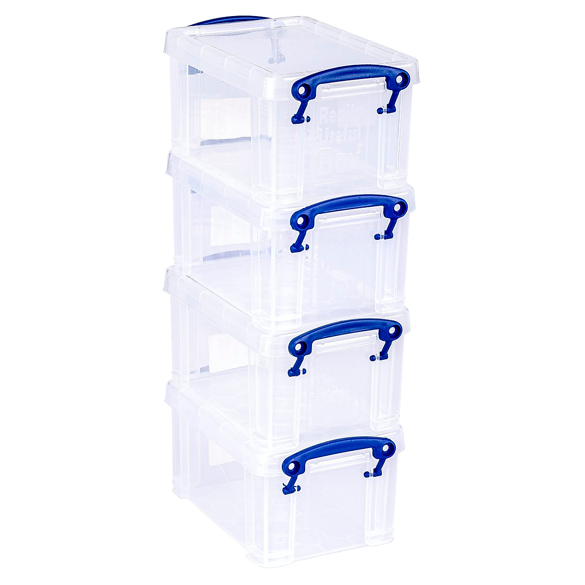 Really Useful Plastic Storage Box 0.7 Litre Clear (Pack of 4)