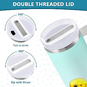 ODAWA 40oz Fall Insulated Tumbler with Handle and Straw Lid, Floral Rabbit Chicken Double Wall Insulated Tumbler