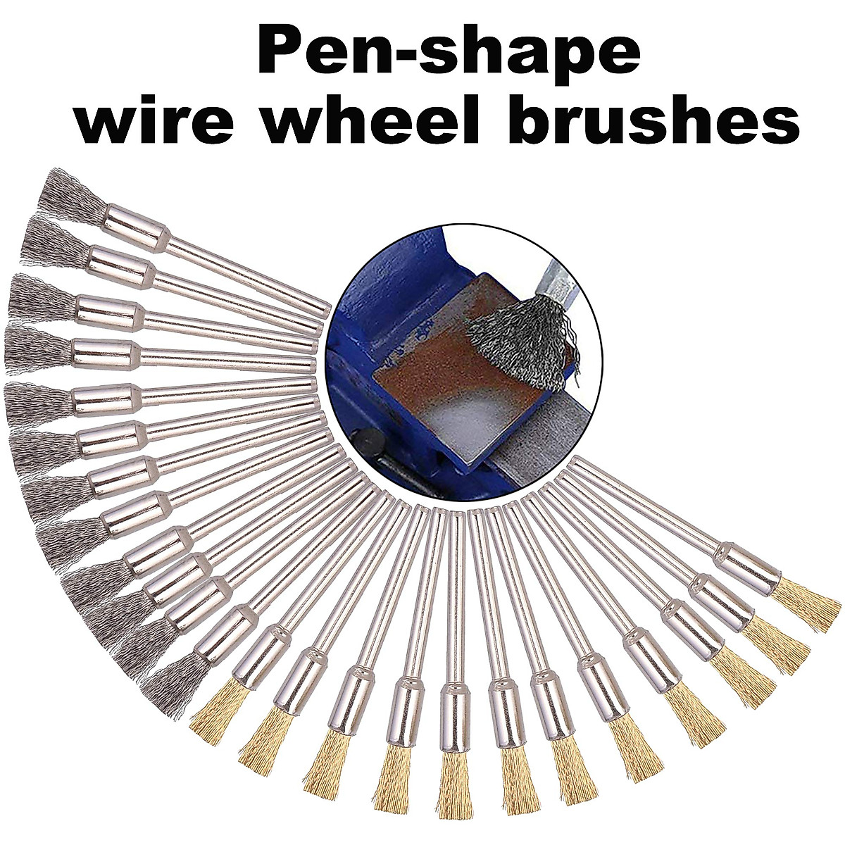Rocaris 72 Pack Wire Wheel Brushes Set, Brass and Steel Wire Brush Set 1/8" Shank for Rotary Tools Accessories Polish Clean Tools