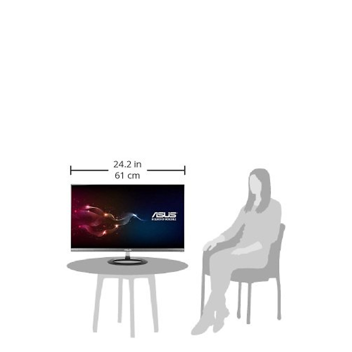 ASUS Designo 27" 1440P Monitor (MX27AQ) - QHD (2560 x 1440), IPS, Eye Care, Frameless, DisplayPort, HDMI, Space Gray + Black