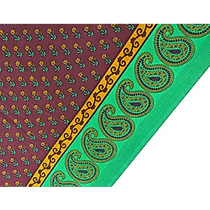 Peegli Indian Crepe Silk Brown Saree Women's Vintage Floral Sari 5 Yards DIY Fabric