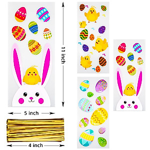 Labeol 150pcs Cellophane Bags 5X11 Easter Treat Bags with Ties Goodie Bags Clear Gift Bags for Candy Cookie Party Favor Birthday Baby Shower