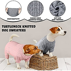 2 Pcs Dog Sweaters Knitted Puppy Pajamas Cat Sweater Pullover for Dogs Thermal Doggie Winter Clothes Christmas Holiday Knitwear Pet Apparel for Small Medium Dogs Puppies, Pink and Grey (Large)