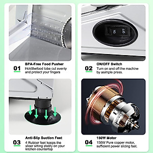 OSTBA Meat Slicer Electric Deli Food Slicer with Two Removable Stainless Steel Blades and Food Carriage, Adjustable Thickness Meat Slicer for Home, Food Slicer Machine for Meat, Cheese, Bread