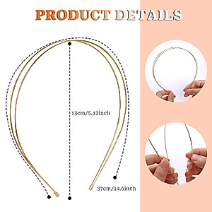 Vin Beauty 4 Pcs Metal Thin Double Headbands Row Wire Headband for Women Bridal Headband Hair Hoop Wedding Hair Band Elastic Metal Hairband for Women Girls (Gold)