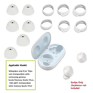 CYADCI Earbud Tips 3 Pairs Replacement Wingtips and Ear Tips Galaxy Buds Replacement Eartips Silicone Earbud Tips Set Compatible with Samsung Galaxy Buds SM-R170 & Galaxy Buds SM-R175 Earphones，Silver