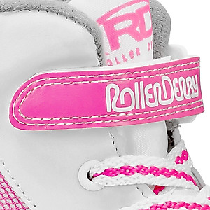 Roller Derby Firestar Youth Girl's Quad Roller Skates, White/Pink, Size 01