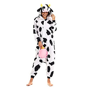 CANASOUR Halloween Custume Adult Anime Cow Polyster Women's Onesie Costume (X-Large, Cow)