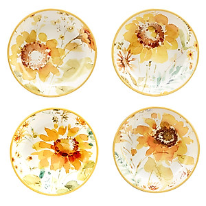 Certified International Sunflowers Forever 24 oz. Soup/Cereal Bowls, Set of 4