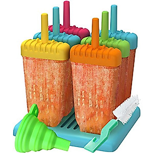 Popsicles Molds, Ozera Set of 6 Reusable Ice Pop Molds Easy Release Popsicle Maker Molds Cream Popcical Molds for Homemade Popsicles With Funnel & Cleaning Brush