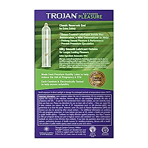 Trojan Extended Pleasure Climax Control Lubricated Premium Latex Condoms 12.0 ea. (Quantity of 3)