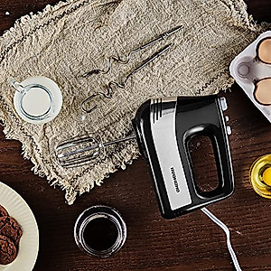 Hand Mixer Electric, REDMOND Hand Held Mixer with Turbo Function, Stainless Steel 5-Speed Kitchen Mixer for Whipping, Mixing Cookies, Cakes, and Dough Batters, Black