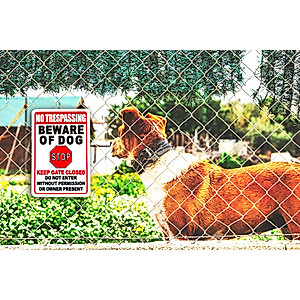 No Trespassing Beware of Dogs Stop Keep Gate Closed Do Not Enter Without Permission or Owner Present Sign for Room Wall Bathroom Decoration 12 x 8 Inch (2 Pack)