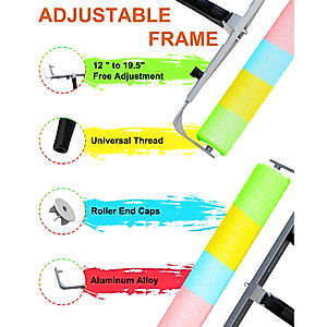Buyplus 18 Foot High Reach Paint Roller with Lightweight Sturdy Aluminum 3-12FT Telescoping Extension Pole, Multi-Function Paint Roller Kit, House Paint Roller Brush for Walls, Ceiling, Decks, Doors