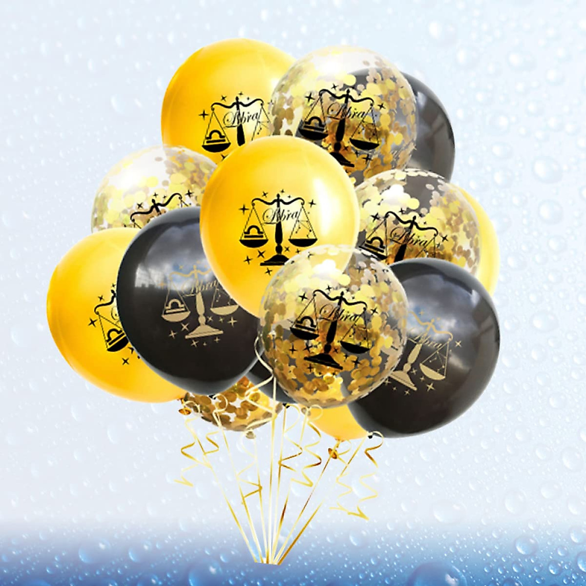 jojofuny Zodiac Wedding Graduation Supplies Black Party- Christmas Theme for Decorative Layout Balloon Prop, Decorations Xxcm, Pattern Golden Birthdayblack Ballons Libra Balloon, Sequins