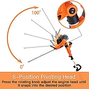 GARCARE 2 in 1 Electric Hedge Trimmer Corded - 4.8A Hedge Clippers with 20 inch Laser Cut Blade, Orange & Black